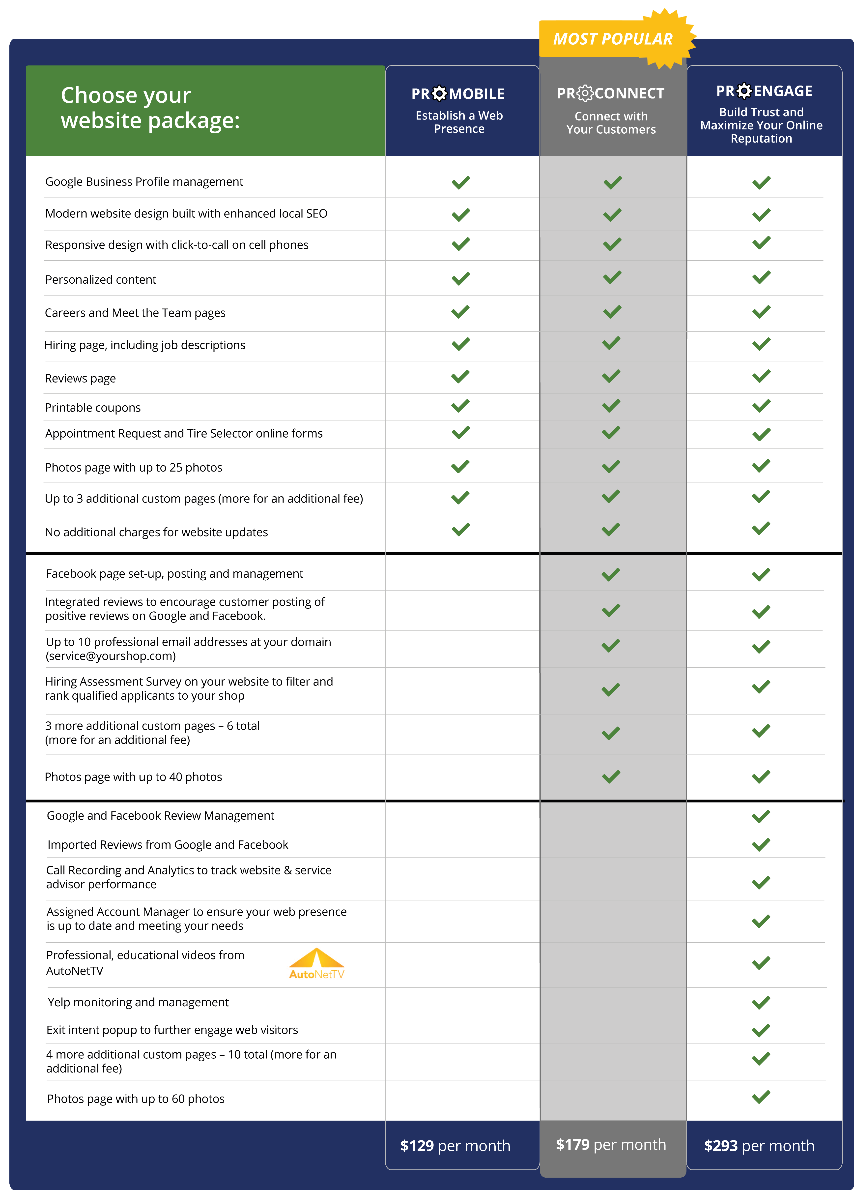 Automotive Website Plans and Packages Repair Shop Websites
